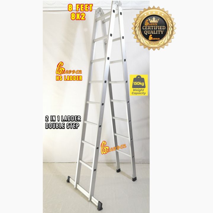 Almunium Double Step Ladder 8 Feet _16 Step Heavy Duty Ladder _Foldable ...
