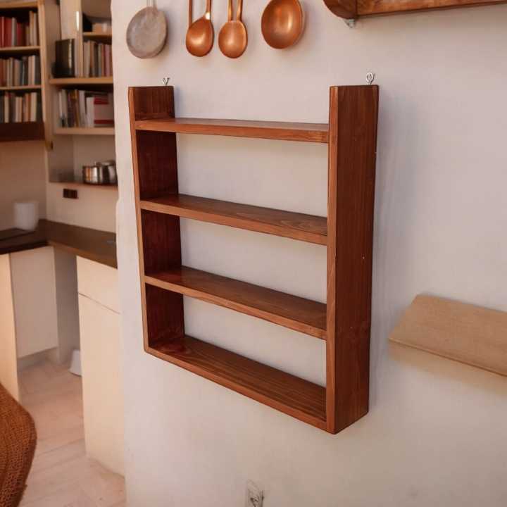 4 Shelf Kitchen Wall Hanging Rack. Large Storage Capacity. Wall Spice ...