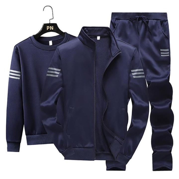 Ezi Pick - Men's 3 Pieces Winter TrackSuit Set Sweatshirt + Sweatpants ...