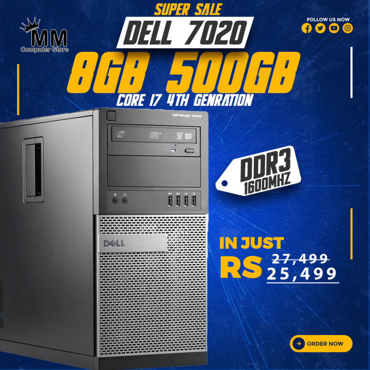 Core i7 4th Gen Dell OptiPlex 7020 Tower Computer With 8GB RAM & 500GB ...