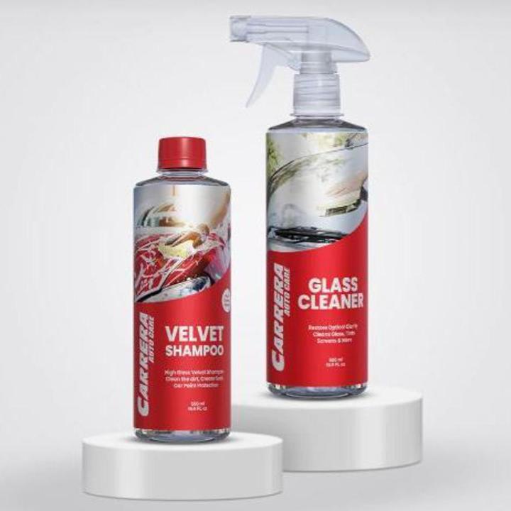 Carrera Car Velvet shampoo and Car Glass Cleaner - Combination Of 2 in ...
