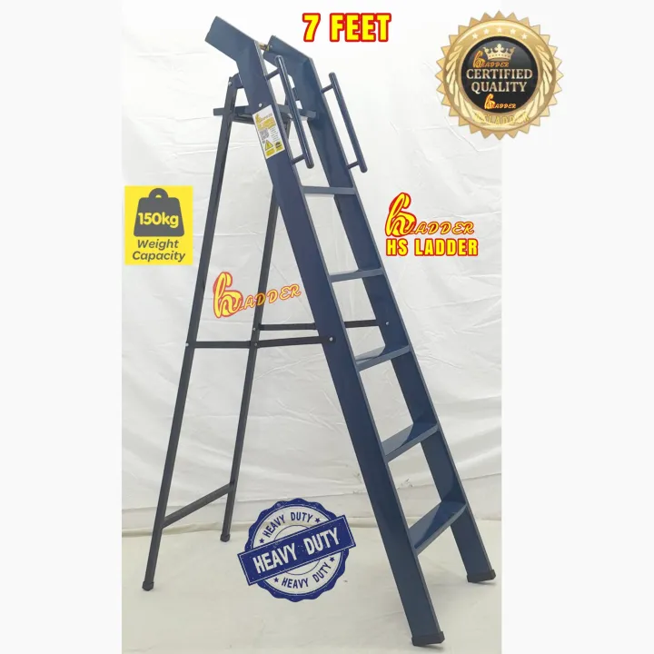 IRON FOLDING LADDER 7 FT BEST QUALITY 6 STEP HANDLE ATTACH PLATE FORM ...