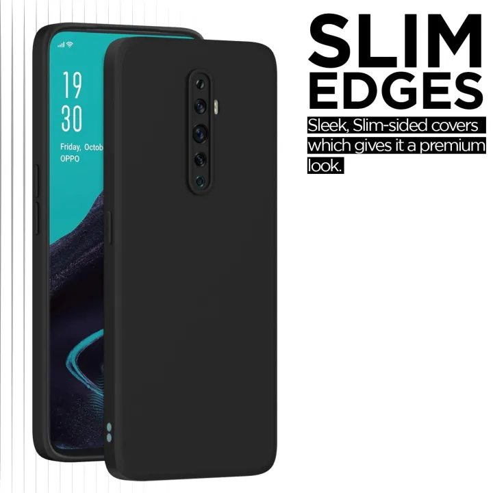 Oppo Reno 2F / 2Z Back Cover Soft Matte Liquid Silicone TPU Black Case ...