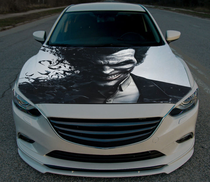 Joker and Bats Printed Customized Car Hood , Door Wrap Sticker Fit Any ...