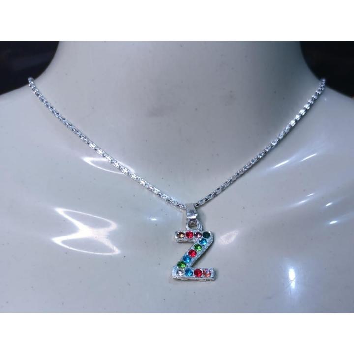 Silver Chain with A to Z Alphabet Necklace/Locket/Pendants for Girls ...