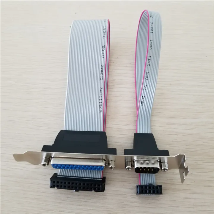 DB25 25Pin Parallel Port Printer LPT + RS-232 RS232 COM DB9 9Pin Serial Cable Cord Wire Bracket ...