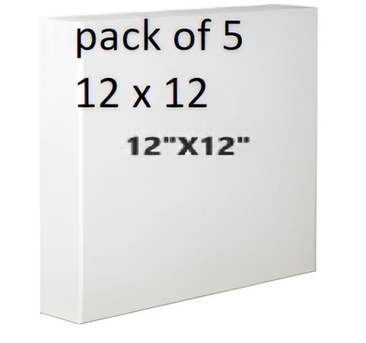 Pack of 5 Canvas Boards 12 x 12 (12 by 12 inches) for Painting and Art ...