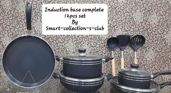 Induction based complete cookware set 12pcs (medium/complete sizes set ...