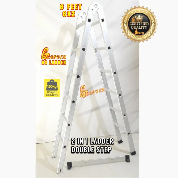 Almunium Double Step Ladder 6 Feet _12 Step Heavy Duty Ladder _Foldable ...