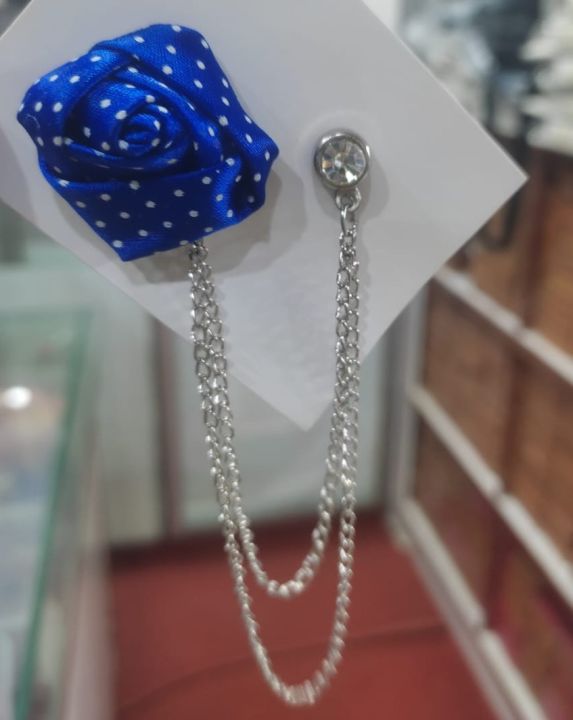 Flower Brooch With Chain Men Women's Coat - ROYAL BLUE DOTTED Flower ...