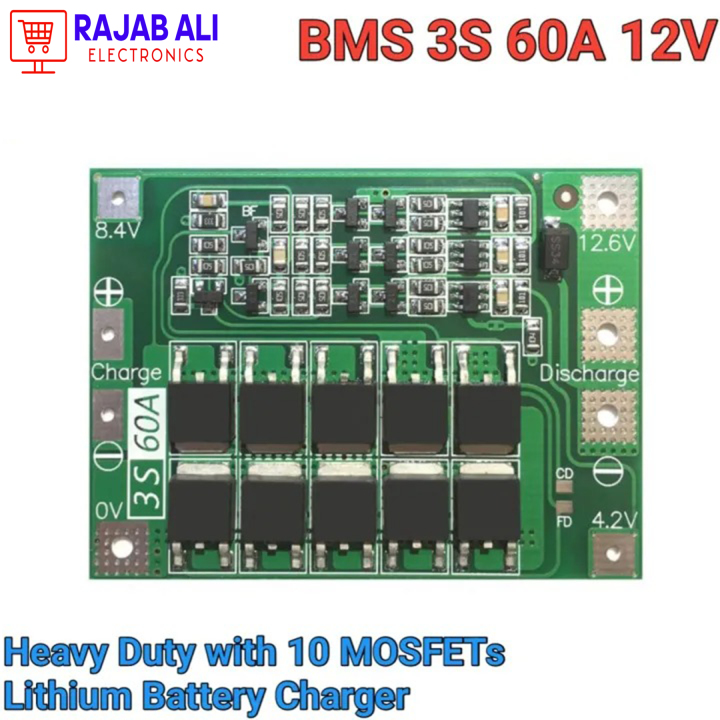 3S 60A 12V BMS Li-ion Lithium Battery Charger Protection Board 18650 ...
