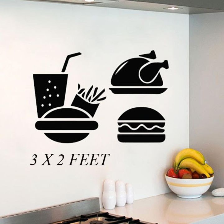 size: 3 x 2 feet- Fast food burger drink, chicken broast, self adhesive ...
