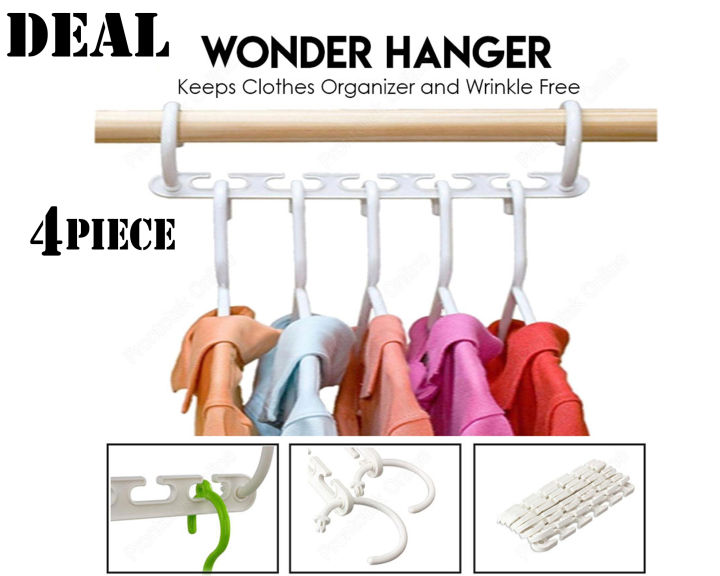 Wonder Hanger Pack Of 4 in White, Magical Hangers, Space Saving ...