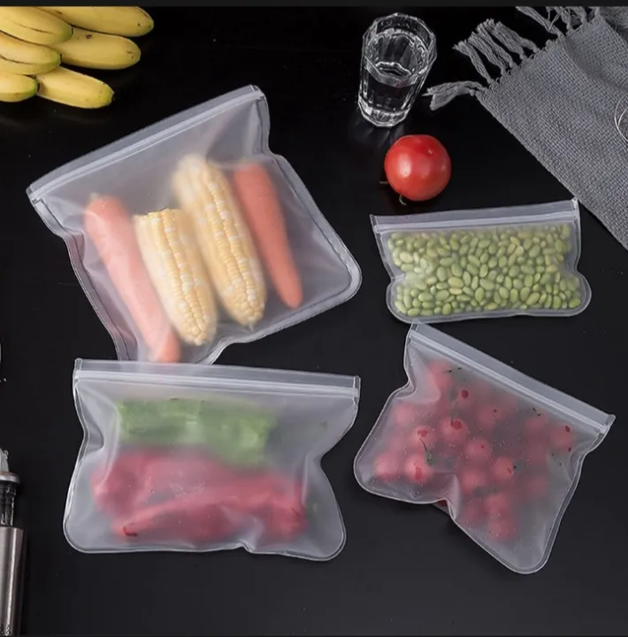 pack of 10 zipper lock polythene bags / vegetable and fruits storage ...