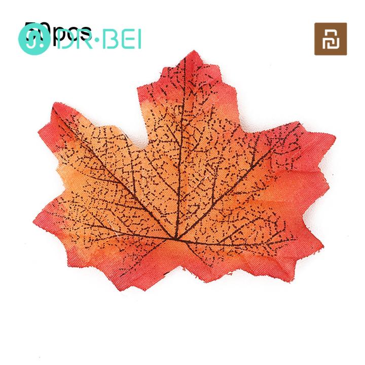 Artificial Maple Leaf Decor 50pcs Realistic Cloth Maple Leaves for ...