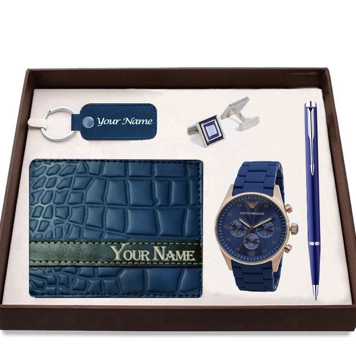 Genuine Leather 5 in 1 Customise Name Gift Set | Daraz.pk