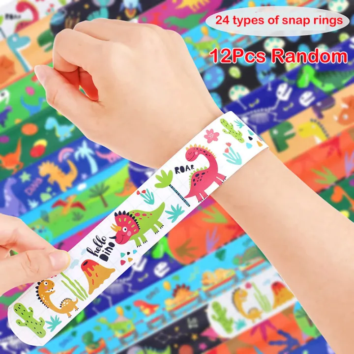 12pcs Cartoon Slap Bracelets Dinosaur Pattern Slap Band Toy Kids ...
