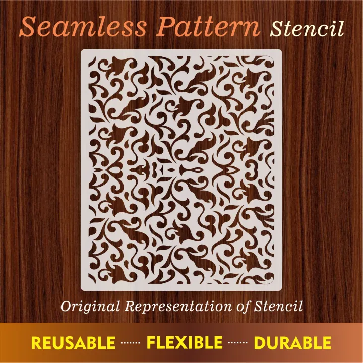 Seamless Pattern Reusable Stencil For Canvas And Wall Painting.ID#219 ...