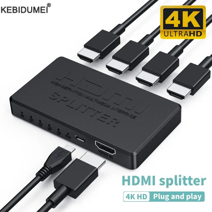 HDMI Splitter HD 4K 2K Video Switcher Adapter 1 Input 4 Output HDMI ...