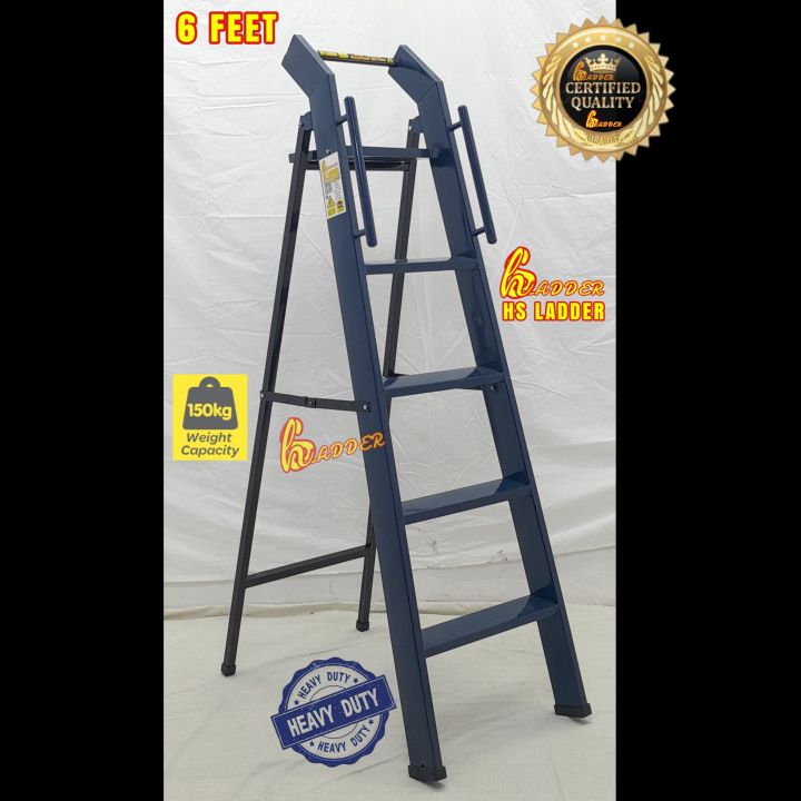 Iron folding Ladder 6 Feet Heavy Duty Seeri Handle Attach for Home Use ...