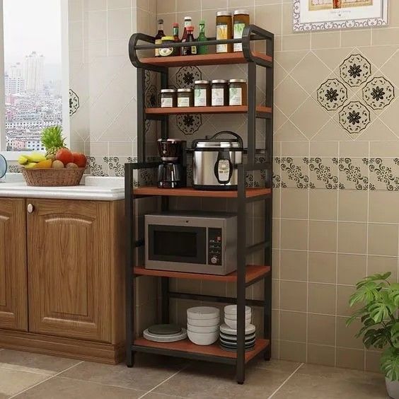 5/4 Tier Kitchen Storage Rack – Multipurpose Wooden Microwave Oven ...