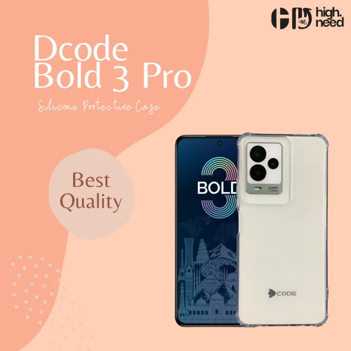 Dcode Bold 3 Pro Transparent TPU Back Cover Anti-Shock Drop Resistance Case for Bold3 Pro De ...