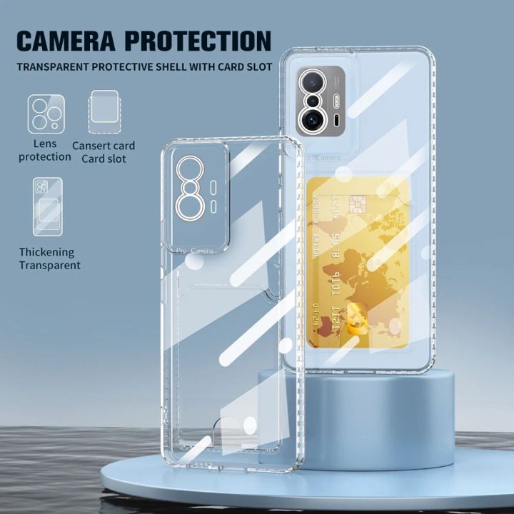 Luxury Transparent Card Slot Soft Phone Case Camera Protection Silicone ...