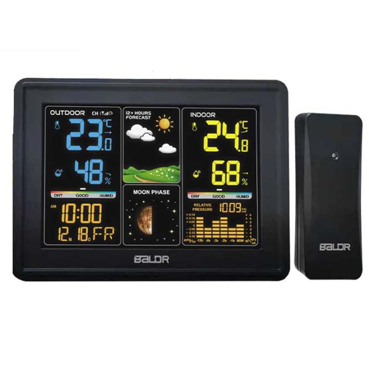 BALDR Wireless Digital Color Weather Station with Barometric History ...