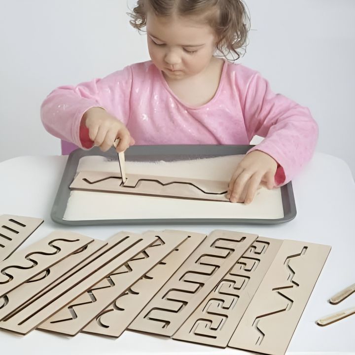 Kids Wooden Spiral Shapes Stencils Drawing and Puzzle Kit Wooden ...