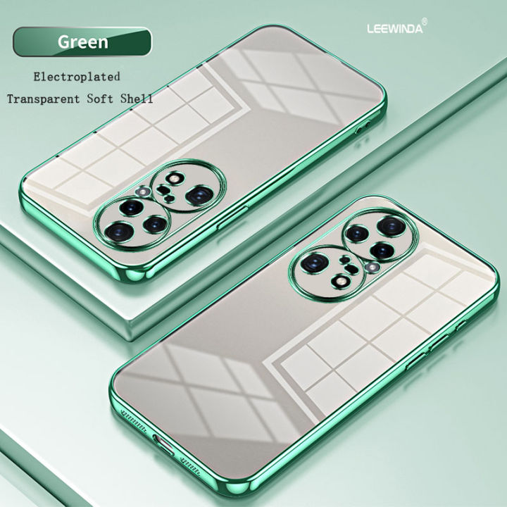 For Huawei P50 Pro Phone Case, Transparent Plating Soft Silicone TPU ...