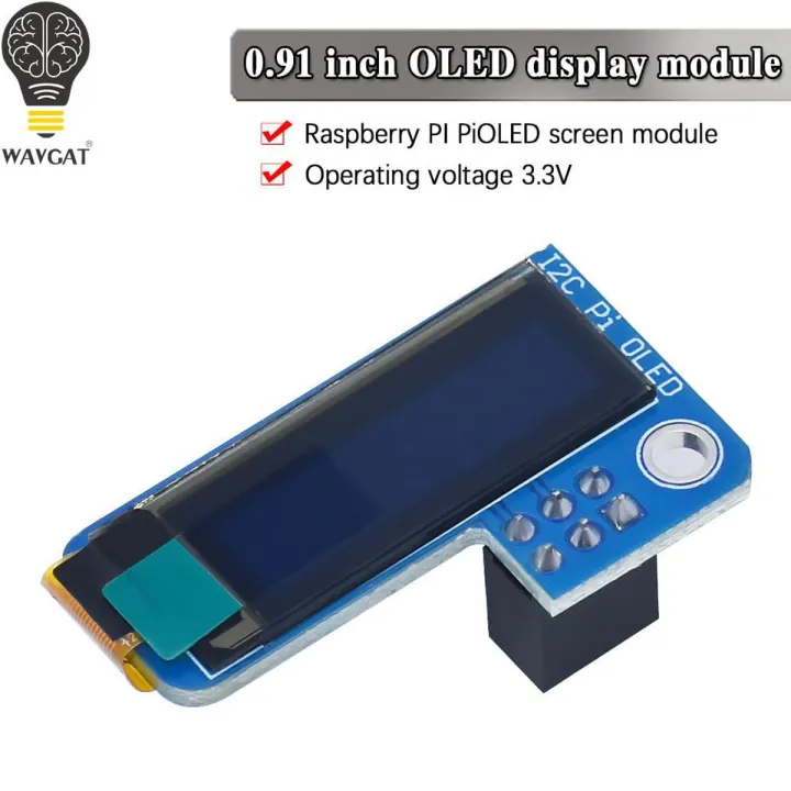 0.91inch OLED 128x32 I2C IIC SSD1306 Blue OLED Display Module for RPI ...