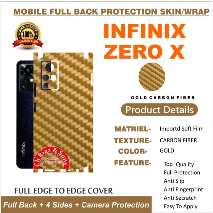 INFINIX ZERO X FULL BACK 360 Protection Skin / Wrap - GOLD CARBON FIBER ...