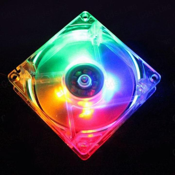 80mm LED Computer PC Fan 8025 Silent Cooling Fan 12V LED Luminous Chass ...
