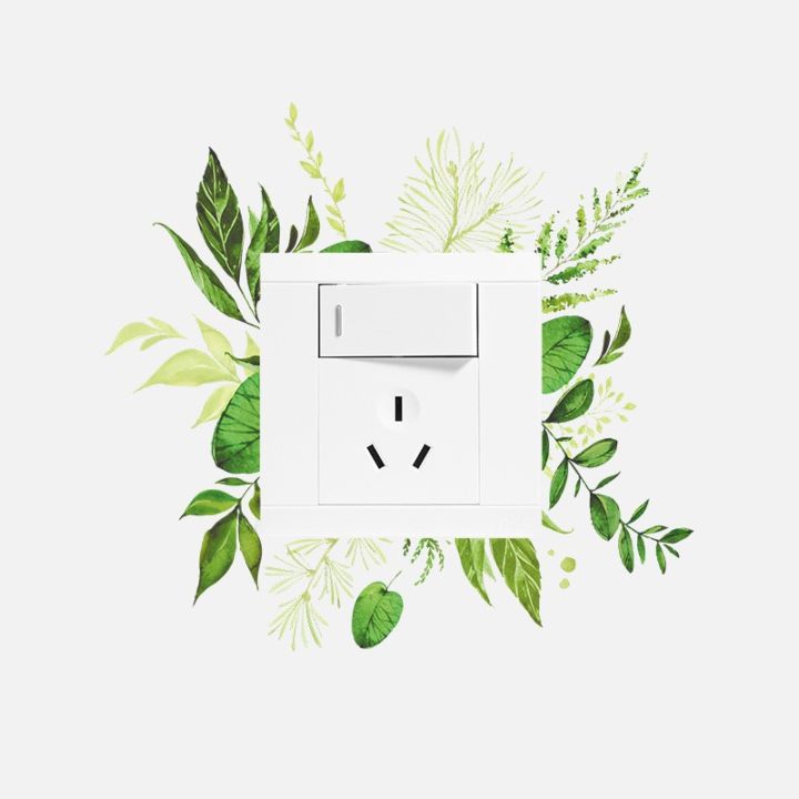 Light Switch Decal Wall Stickers Green Leaves Stickers Home DIY Decor ...