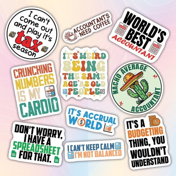 Funny Accountant Sticker Pack Of 10 Tax Season Spreadsheet & Budgeting ...