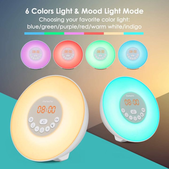 Sunrise Alarm Clock, Digital Clock, Wake Up Light with 6 Nature Sounds ...