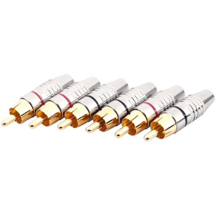 FLYEER RCA Male Plug Adapter, Audio Phono Gold Plated Solder Connector,Hi End - 6-Pack,silver ...