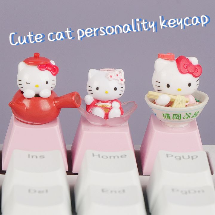 Cartoons Keycap Cute Cat Personality Keycap R4 Keys Pink Transparent ...