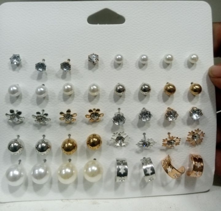 Pack Of 12 - Earrings Tops Fashion Women trendy stylish girls EarringE ...