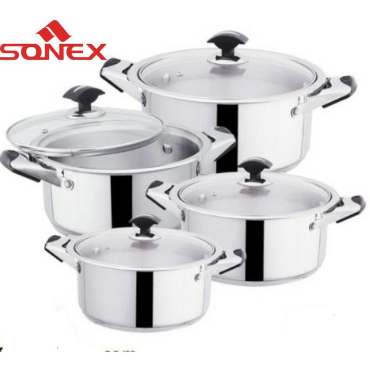 Sonex Mega Classic – 4 Cooking Pots Set – Stainless Steel | Daraz.pk