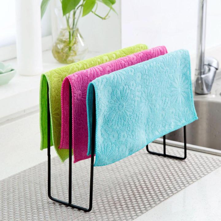 【WEI High Quality Iron Towel Rack Kitchen Cupboard Hanging Wash Cloth Organizer Drying Rack ...