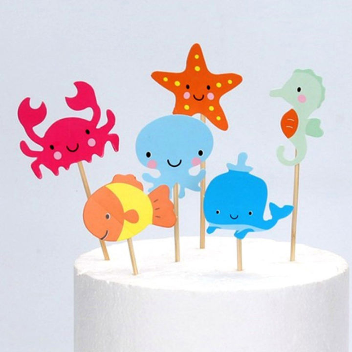 24pcs Ocean Animal Cupcake Toppers Under The Sea Birthday Party Cake ...