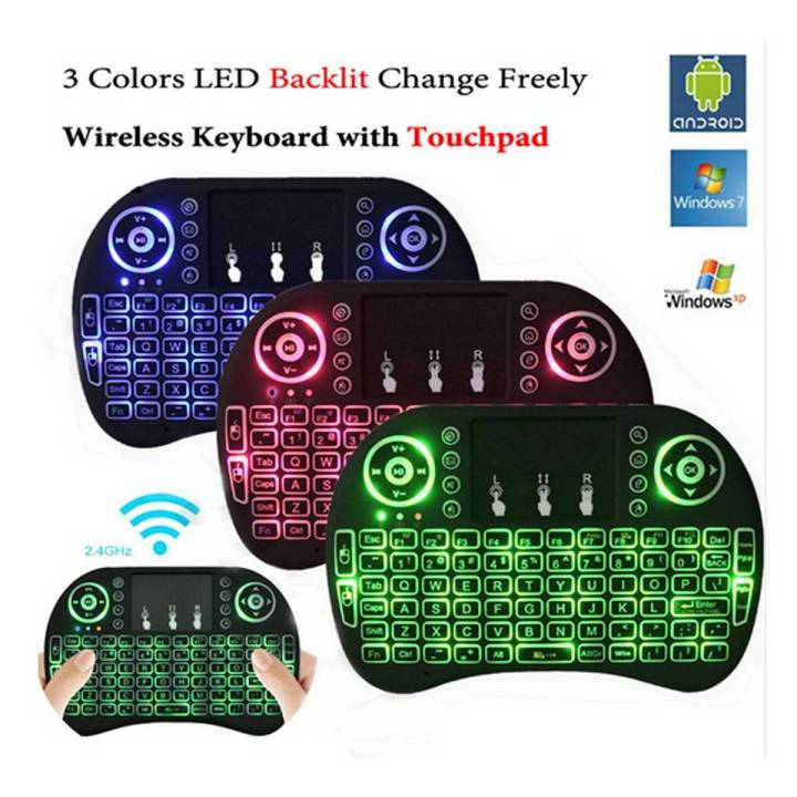 Mini Wireless Keyboard with 3 Color RGB Backlit, 2.4GHz Wireless Mini ...
