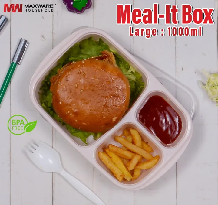 Meal-it Box - Large 1000ml & Small 700ml Lunch Boxes | 3-Compartment ...