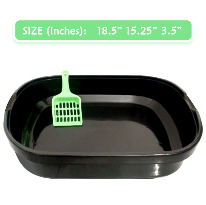 Cat Litter Tray with Scoop - Ideal size for adult cats - BLACK | Daraz.pk