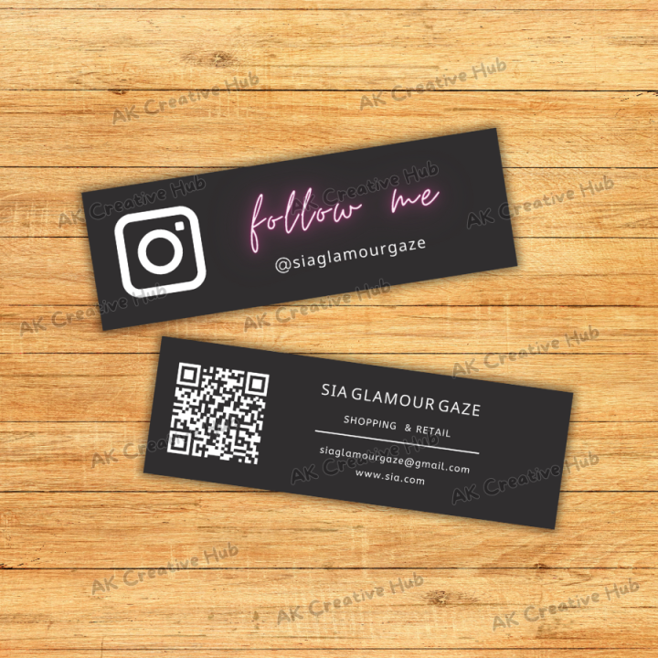 Customized Follow Social Media & QR Code Mini Business Card Double Side ...