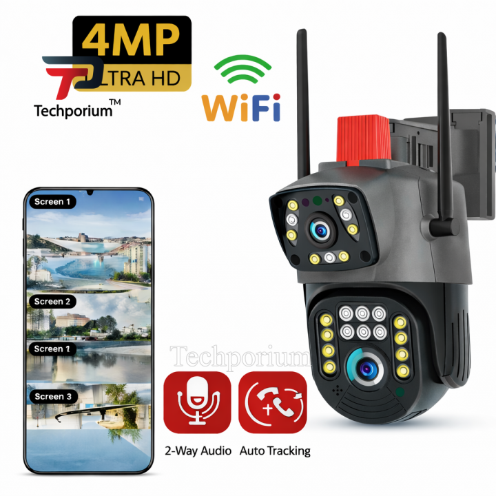 Smart 15MP 3 Lens WiFi 6K Ultra HD IP CCTV Camera | PTZ Outdoor ...