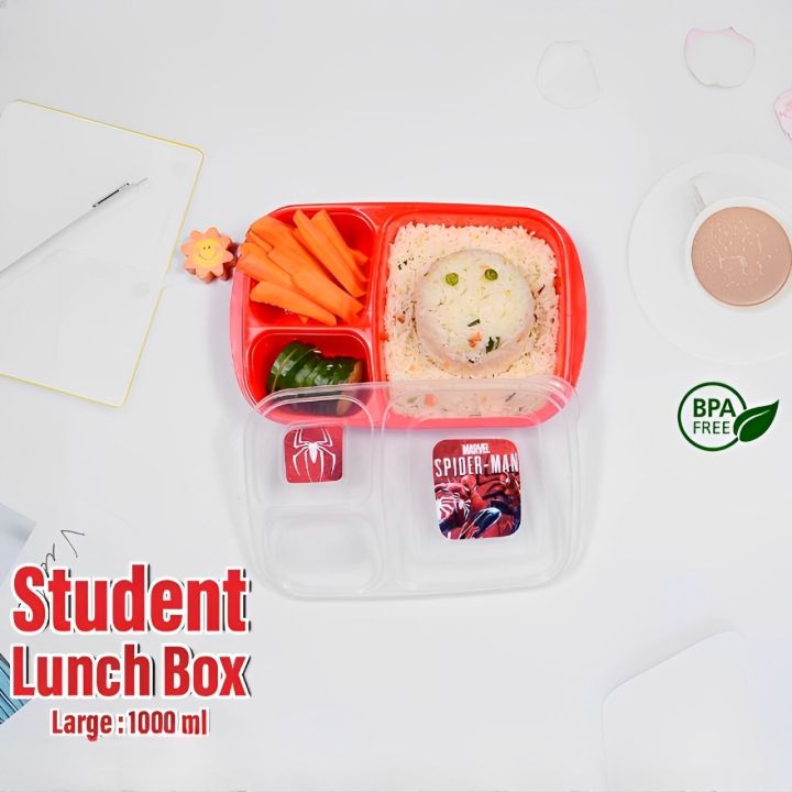 Student Lunch Box Large Lunch Box With Three Portions/Compartments ...