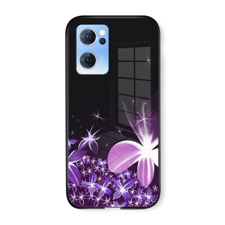 Luxury Lotus flower Anti Drop hard Tempered Glass for OPPO Reno7 F21 ...