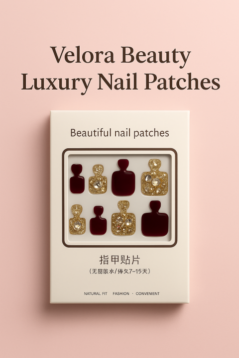 Velora Beauty Luxury Nail Patches | 3D Rhinestone Press On Nails | Long ...